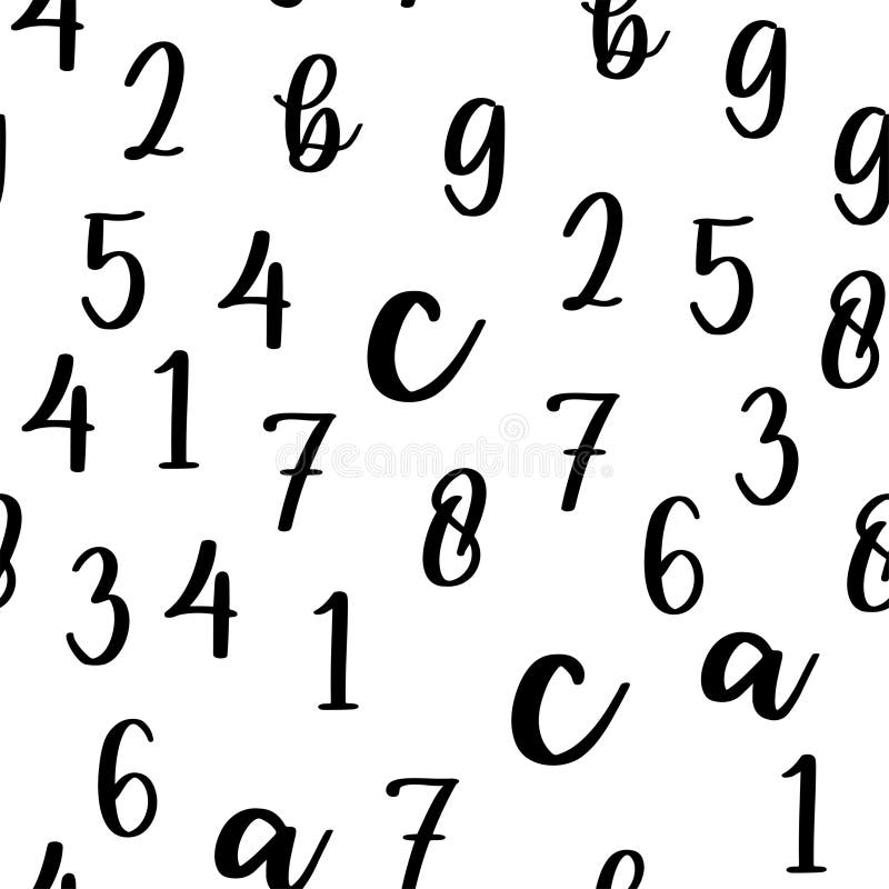 Seamless Pattern with Beautiful Numbers. Algebra and Geometry, Calculations Stock Vector ...