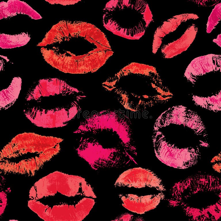 Seamless Pattern with Beautiful Red Lips Prints Stock Vector ...