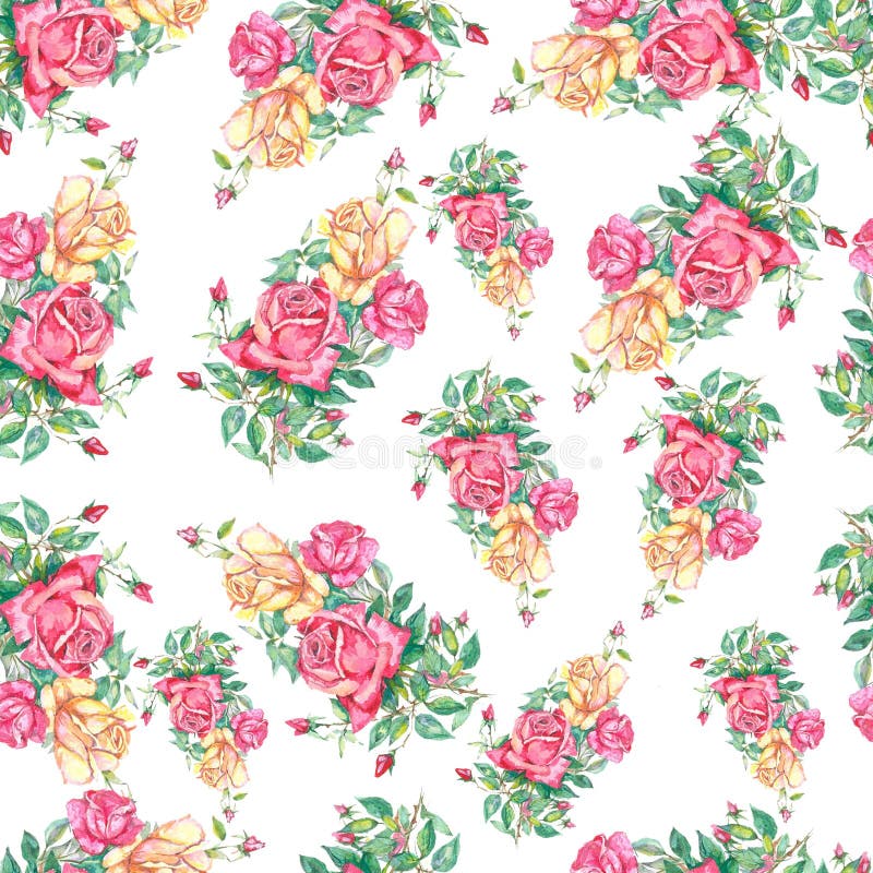 Seamless Pattern with Beautiful Roses of Different Colors Stock ...