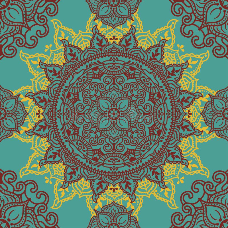 Seamless Pattern with Beautiful Round Pattern, Indian Style Magical ...