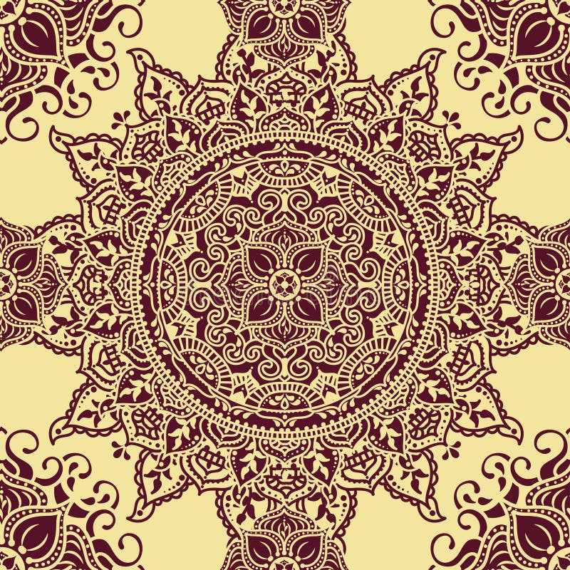 Seamless Pattern with Beautiful Round Pattern, Indian Style Stock ...