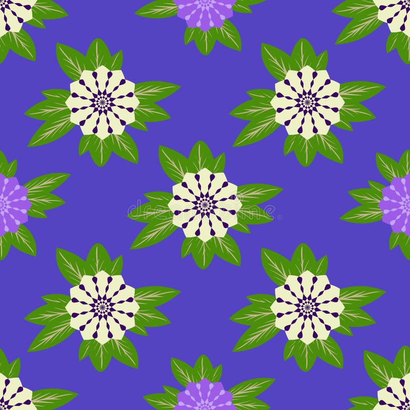 Seamless Pattern, Beautiful Unusual Flowers on a Blue Background Stock ...