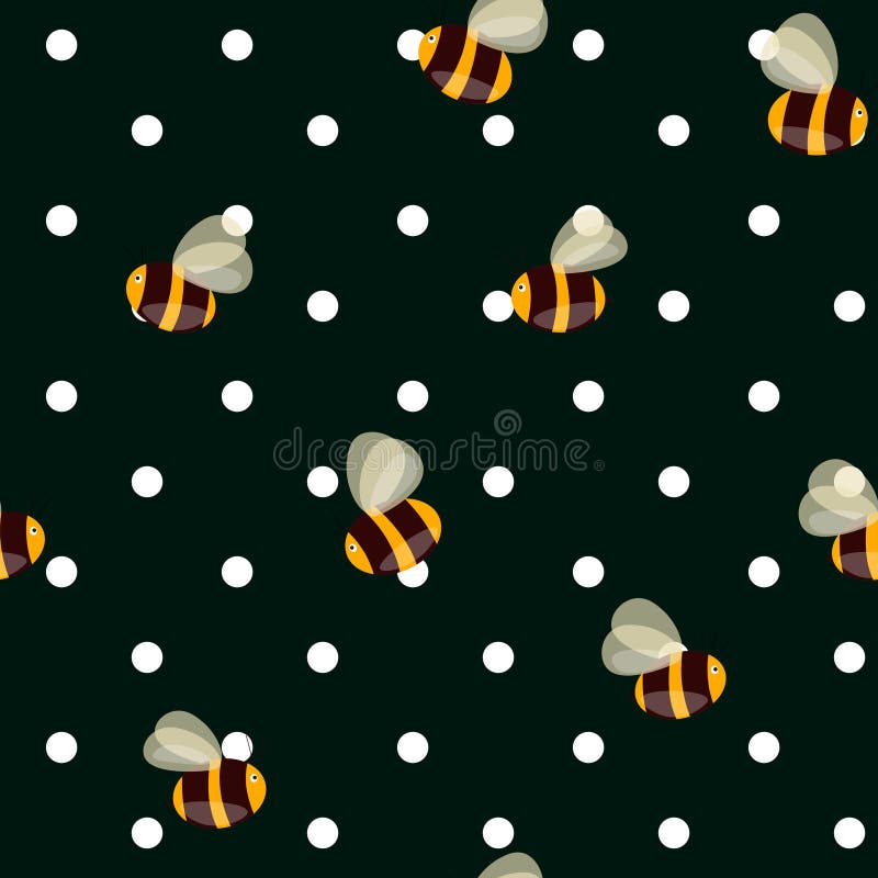 Seamless Pattern with Bees on Color Background. Small Wasp. Vector ...