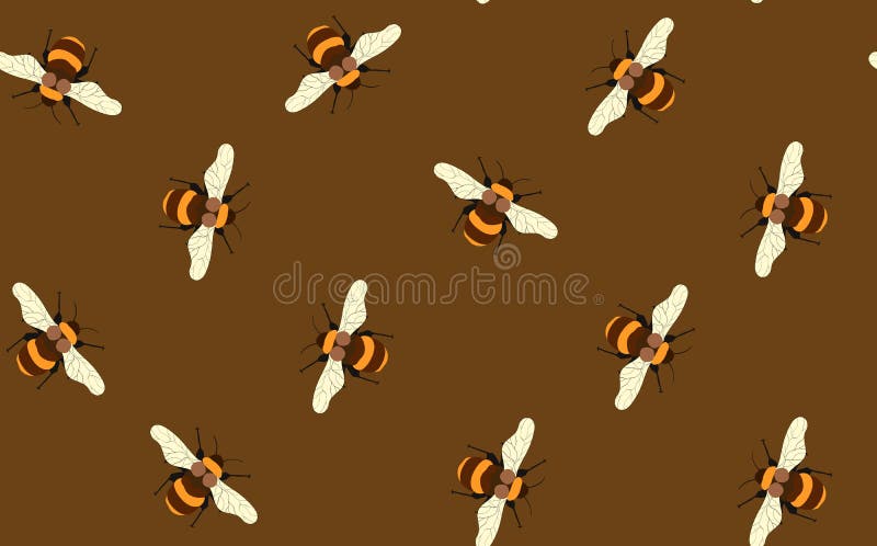 Seamless Pattern with Bees on Color Background. Small Wasp. Vector ...