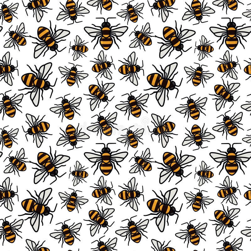 Seamless Pattern with Bees Vector Illustration Stock Vector ...