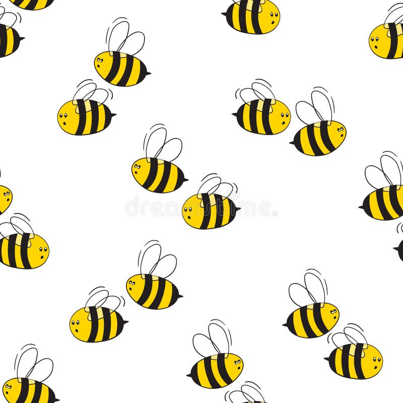 Seamless Pattern with Bees on White Background. Small Wasp. Vector ...