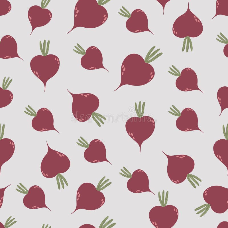 Seamless Pattern with Beets in Cartoon Style on Gray. Vegetable Pattern ...