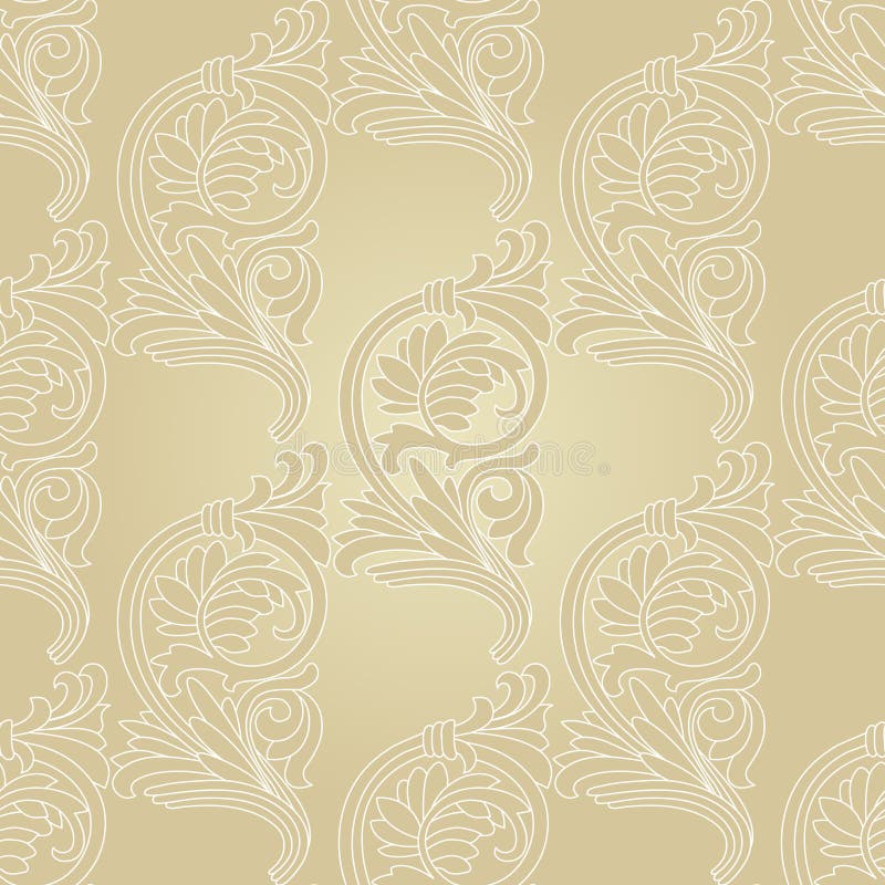 Seamless Pattern Beige Damask Wallpaper. Stock Vector - Illustration of ...