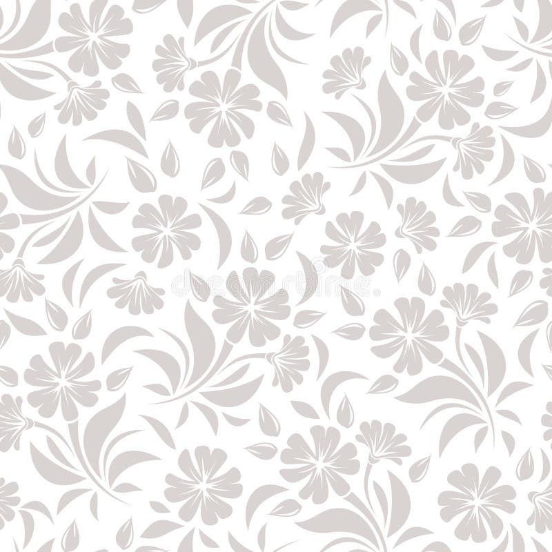 Seamless Pattern with Beige Flowers on a White Background. Vector ...