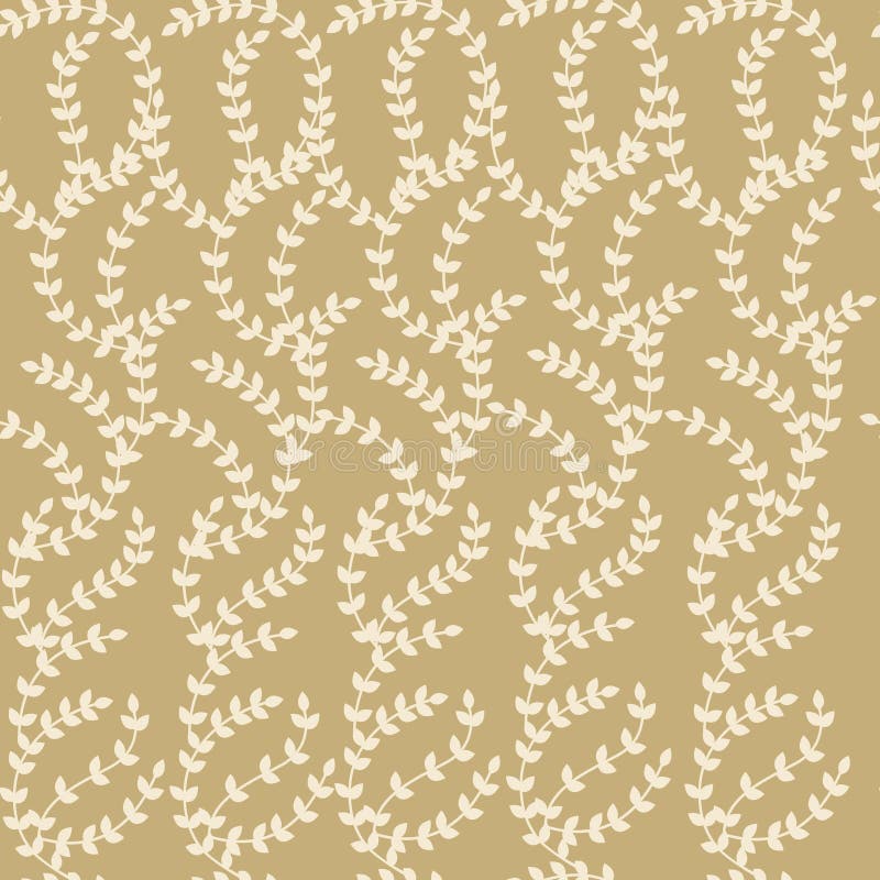 Seamless Pattern of Beige Wallpaper with Leaves Silhouettes Flat Vector ...