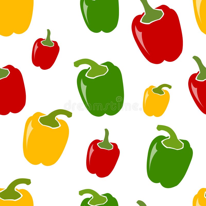 Seamless Pattern of Bell Pepper on a White Background Stock Vector ...