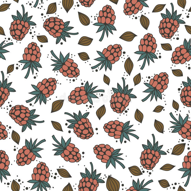 Seamless Pattern with Berries and Raspberry Seeds on a White Background ...