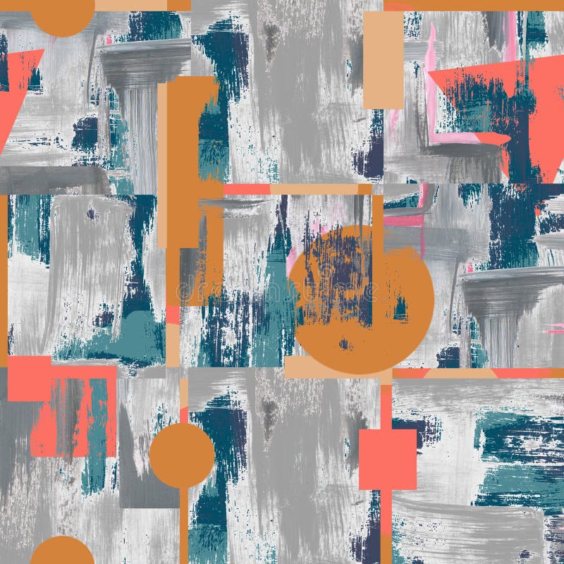 Seamless Pattern with Big Brush Strokes Painted in Watercolor. Ready ...