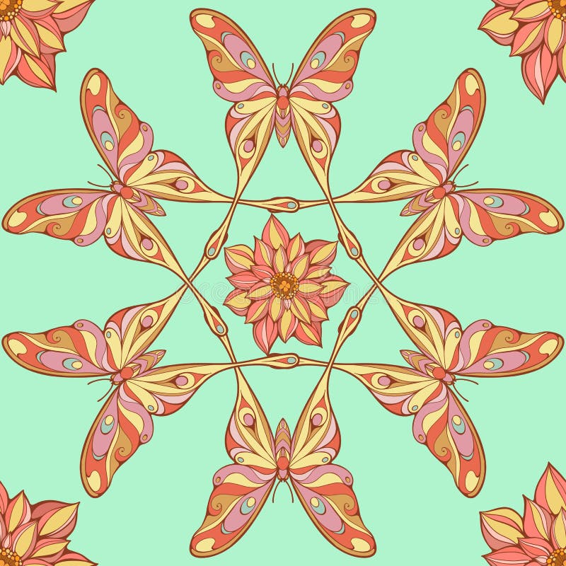 Seamless Pattern of Big Colorful Butterflies Stock Vector ...