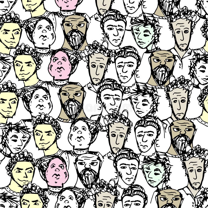 Seamless Pattern with Big Group of People. Vector Stock Vector ...