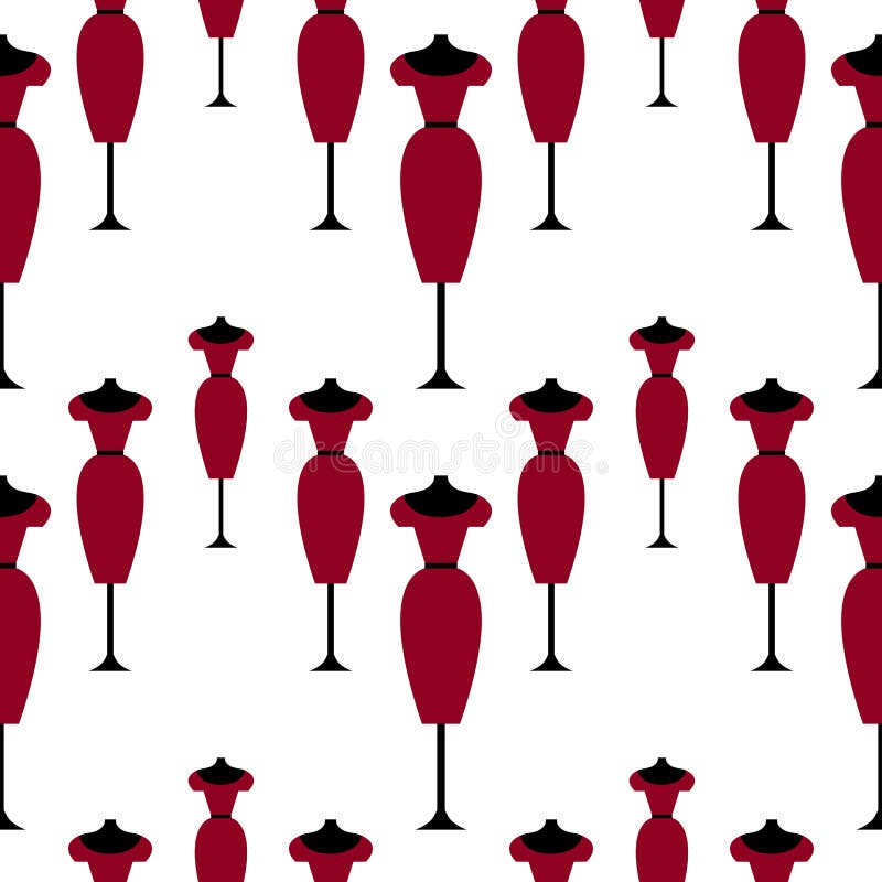 Seamless Pattern with Big Red Dress for Fashion. Isolate. Vector Stock ...