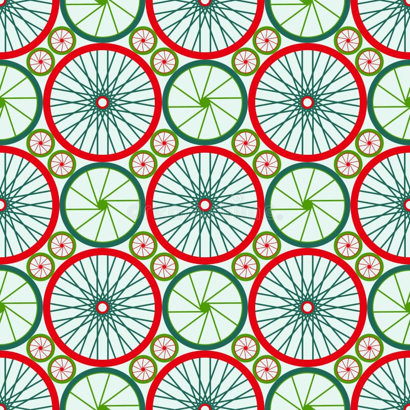 Seamless Pattern with Bike Wheels. Bicycle Wheels with Colored Rims and ...