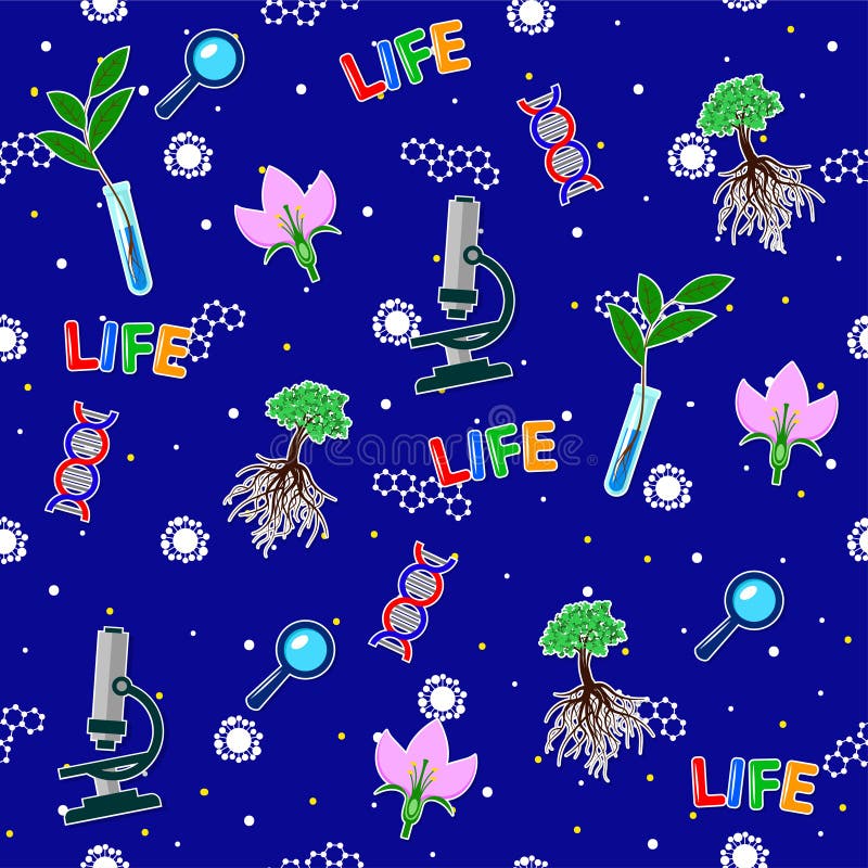 Seamless Pattern on the Biology School Theme. Stock Illustration ...