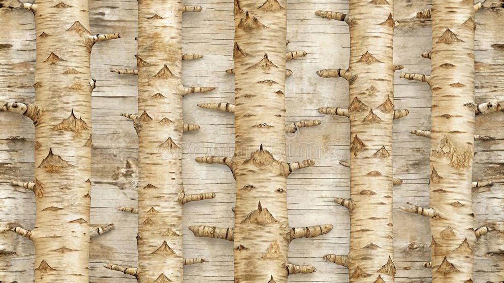 Seamless Pattern of Birch Tree Trunks and Bark Texture for Design ...
