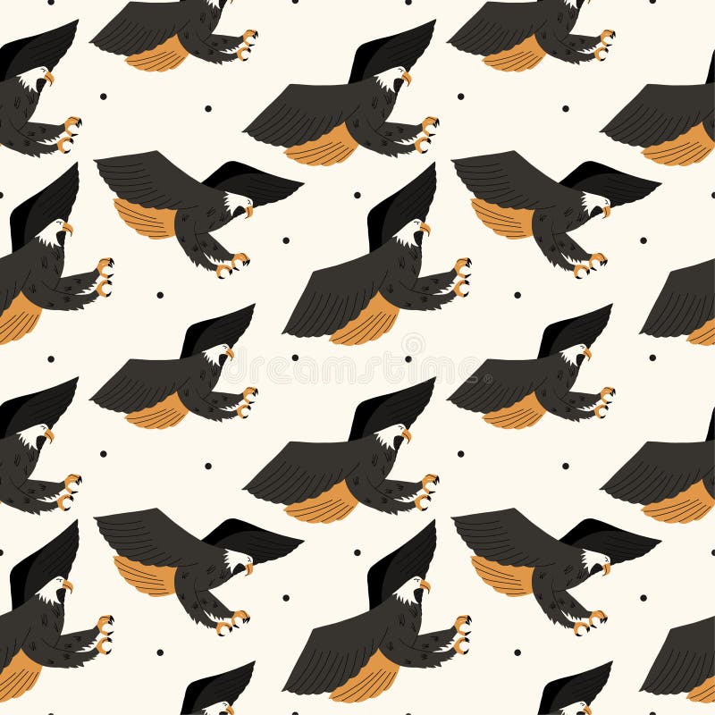Seamless Pattern with Bird, Bald Eagle. Vector Illustration Stock ...