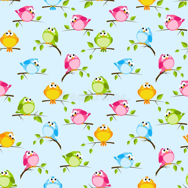 Seamless Pattern with Birds Stock Vector - Illustration of spring ...
