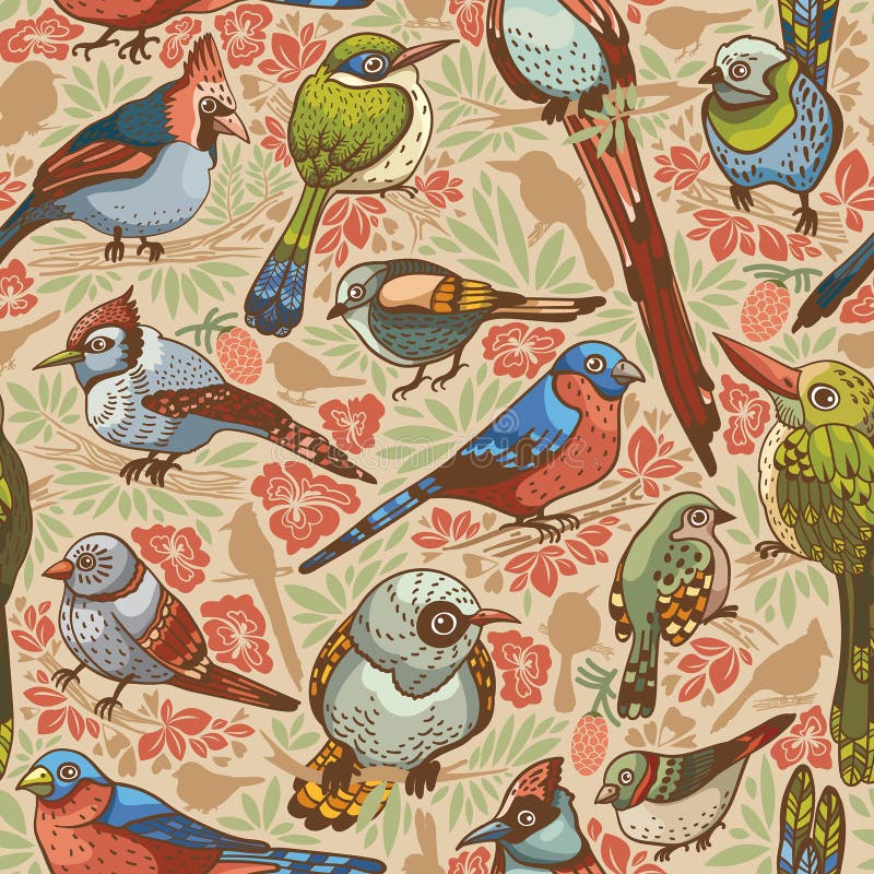 Seamless Pattern with Birds. Stock Illustration - Illustration of brawn ...
