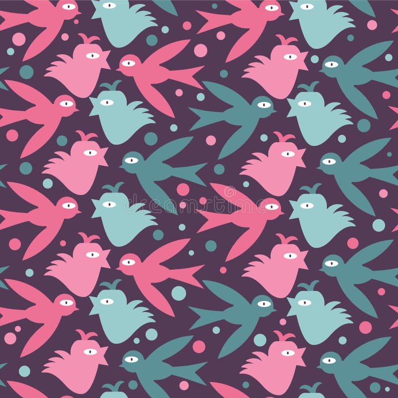 Seamless Pattern with Birds Stock Vector - Illustration of decorative ...