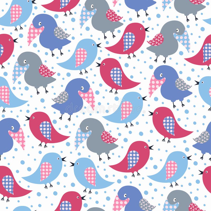 Seamless Pattern with Birds Stock Vector - Illustration of crow, nature ...