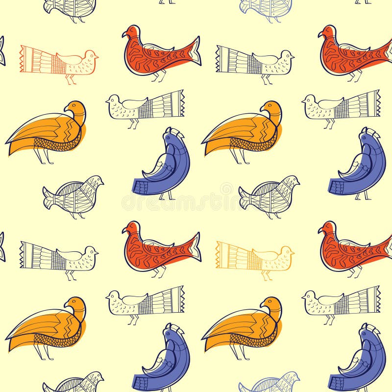 Seamless Pattern with Birds Stock Vector - Illustration of graphic ...