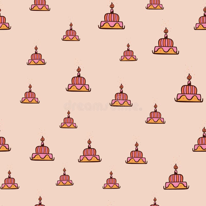 Seamless Pattern Birthday Cake with Candle. for Printing on Textiles ...