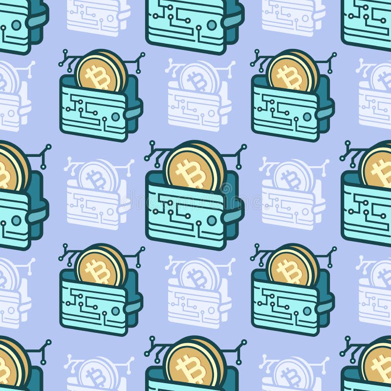 Seamless Pattern Bitcoin Wallet Cartoon Stock Vector - Illustration of ...