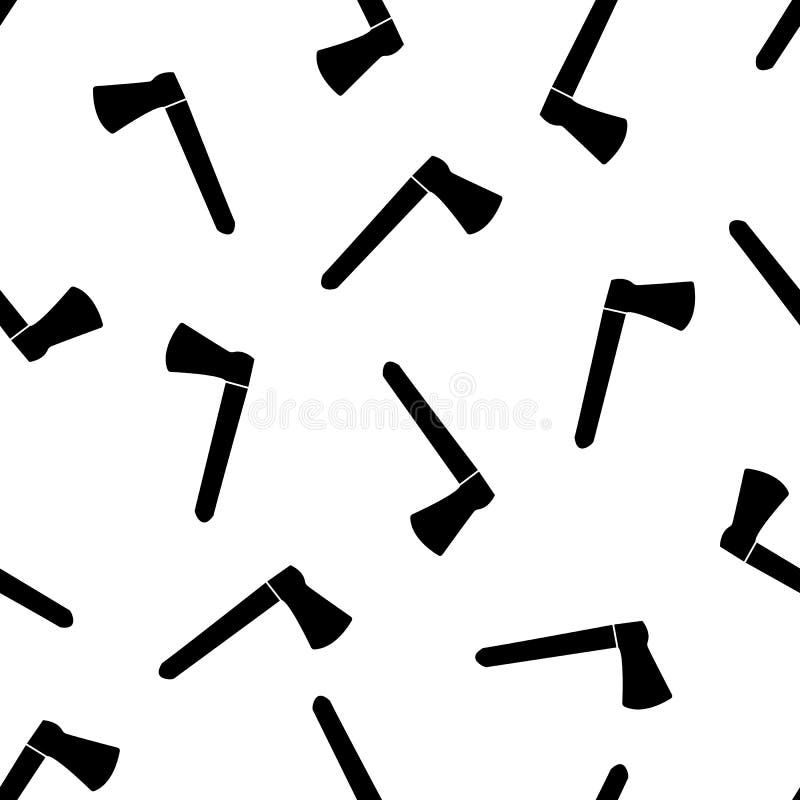 Seamless Pattern with Black Ax. Stock Illustration - Illustration of ...