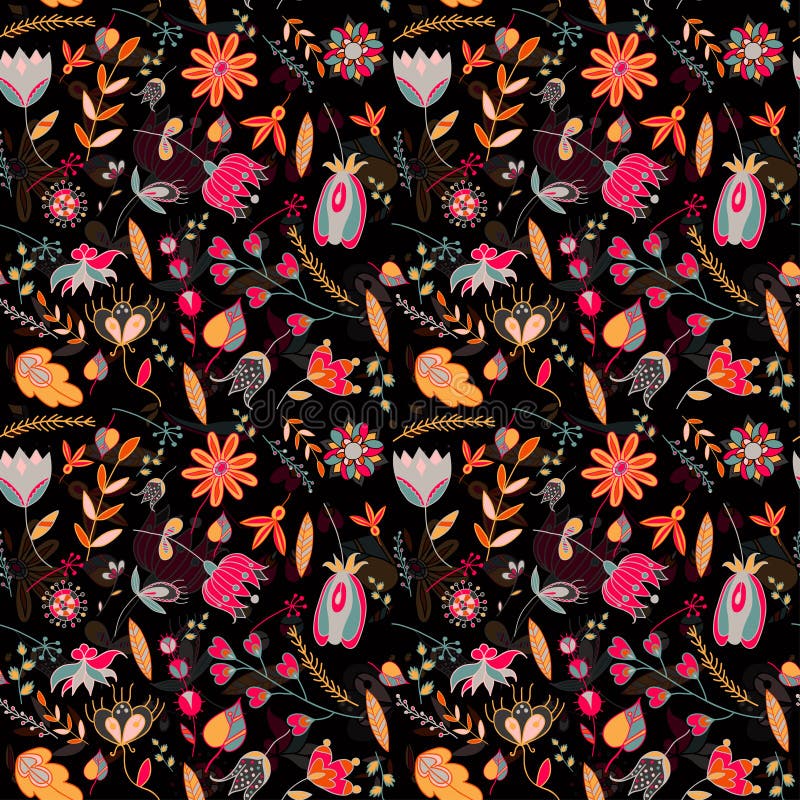 Seamless Pattern on the Black Background Stock Vector - Illustration of ...