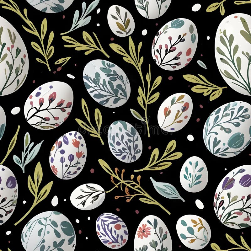 Seamless Pattern for Black Background with White Eggs. Easter Stock ...