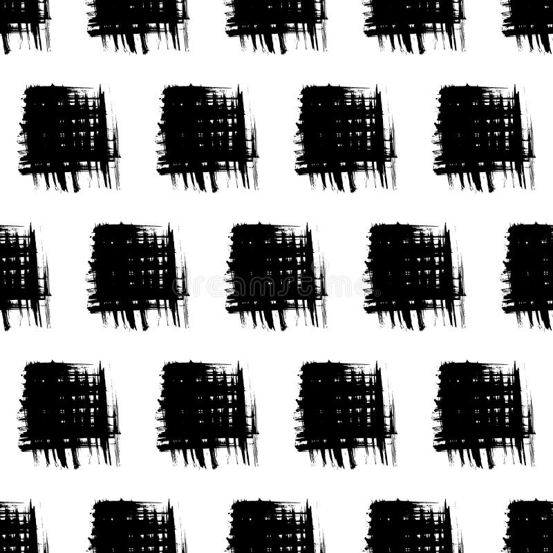 Seamless Pattern with Black Brush Stroke in Square Form Stock Vector ...