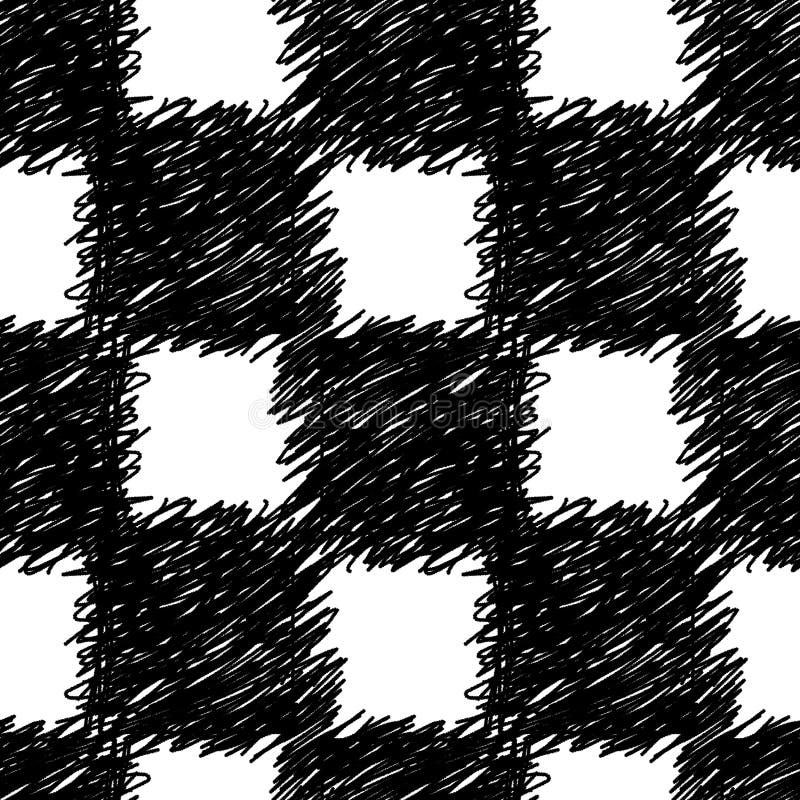 Seamless Pattern with Black Brush Strokes Squares on White. Monochrome ...