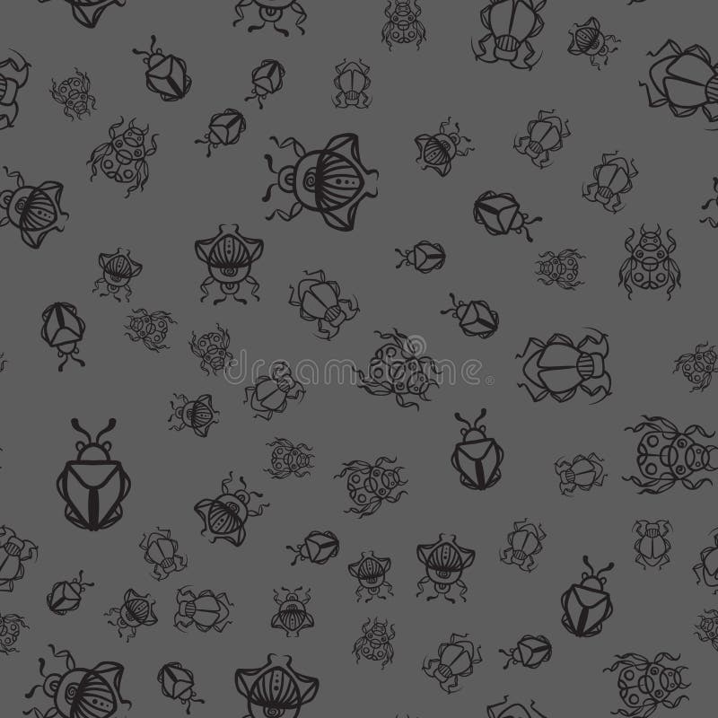 Seamless Pattern with Black Bugs Stock Vector - Illustration of ...