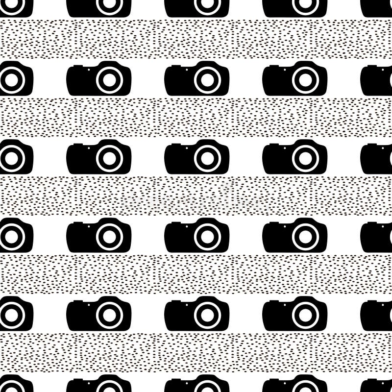 Seamless Pattern with Black Cameras. Stock Vector - Illustration of ...