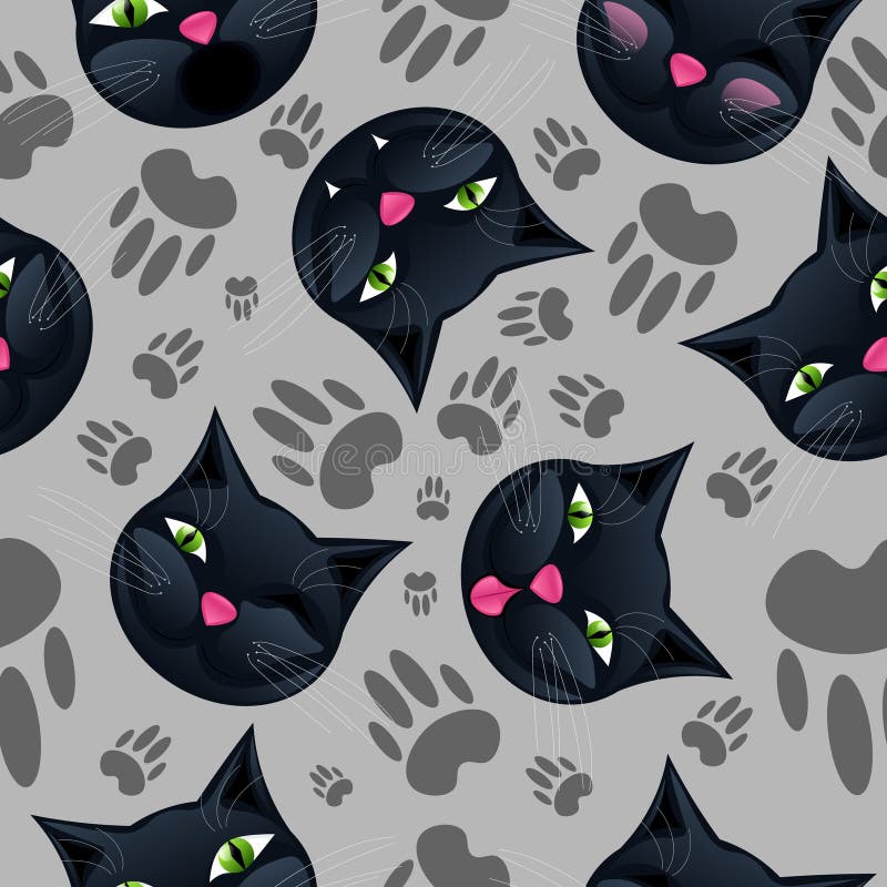 Black cats pattern stock vector. Illustration of mouth - 31393605