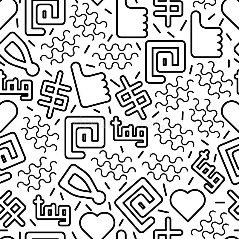Seamless Pattern of Black Communication Network Symbols on a White ...
