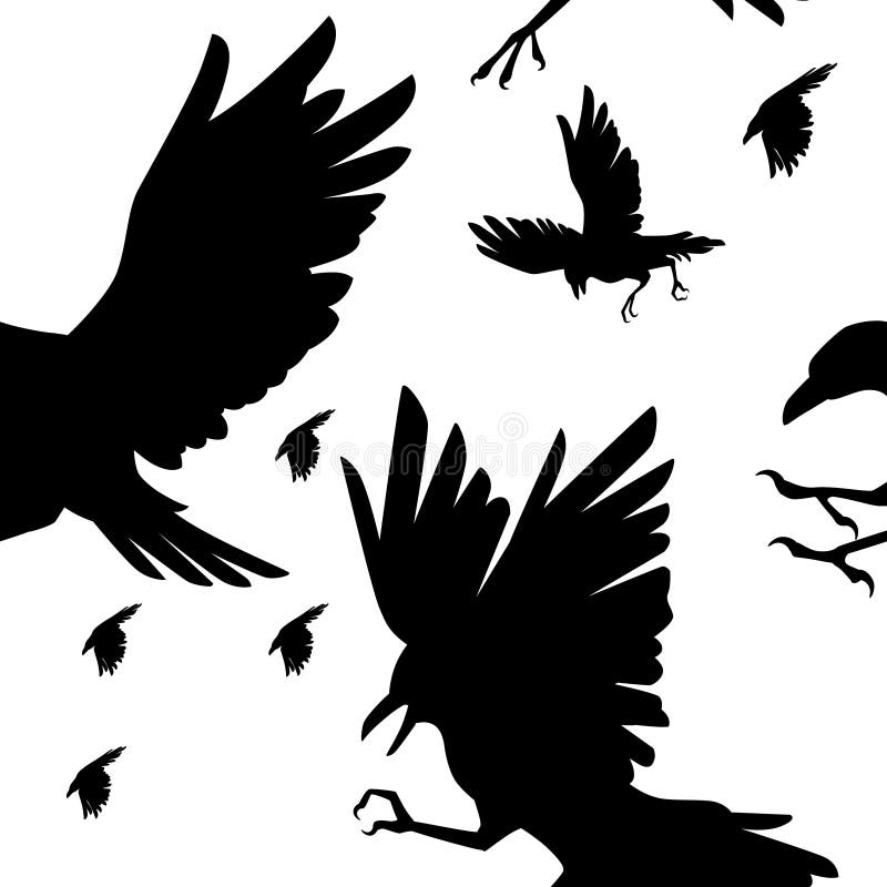 Crows Silhouette on White Background, Isolated Stock Vector ...