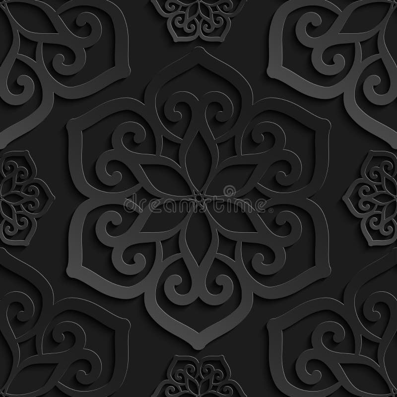 Seamless Pattern Black 3d Paper Mandala, Lace Element, 3D Wallpapers ...