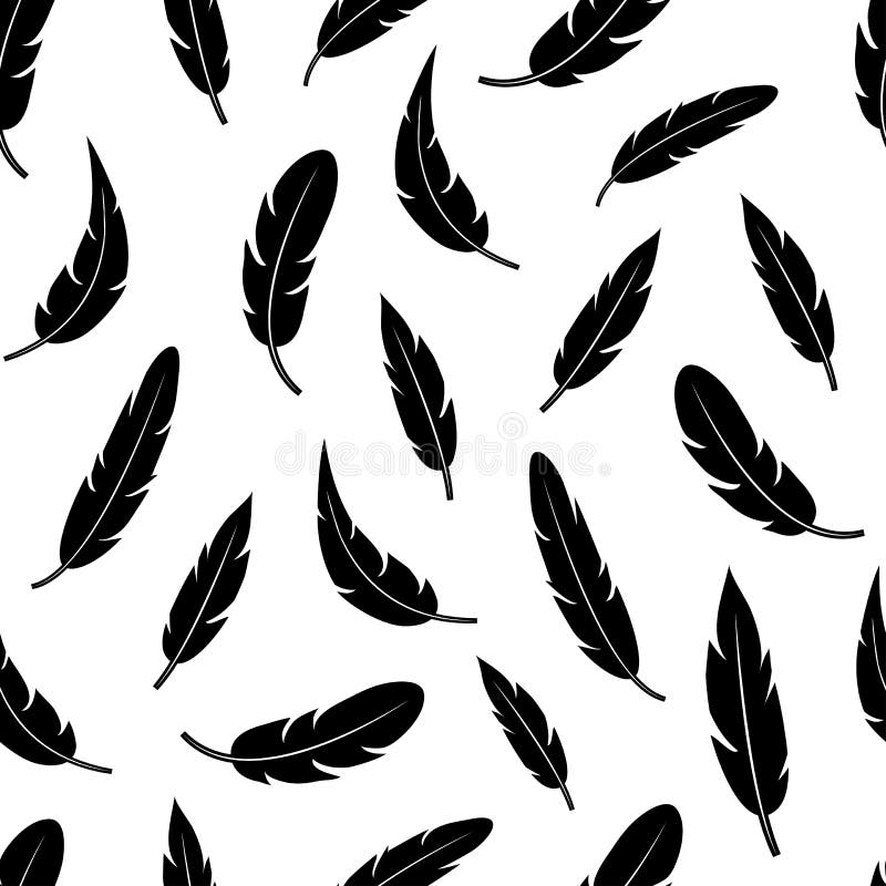 Seamless Pattern with Black Feathers. Vector Illustration Stock ...