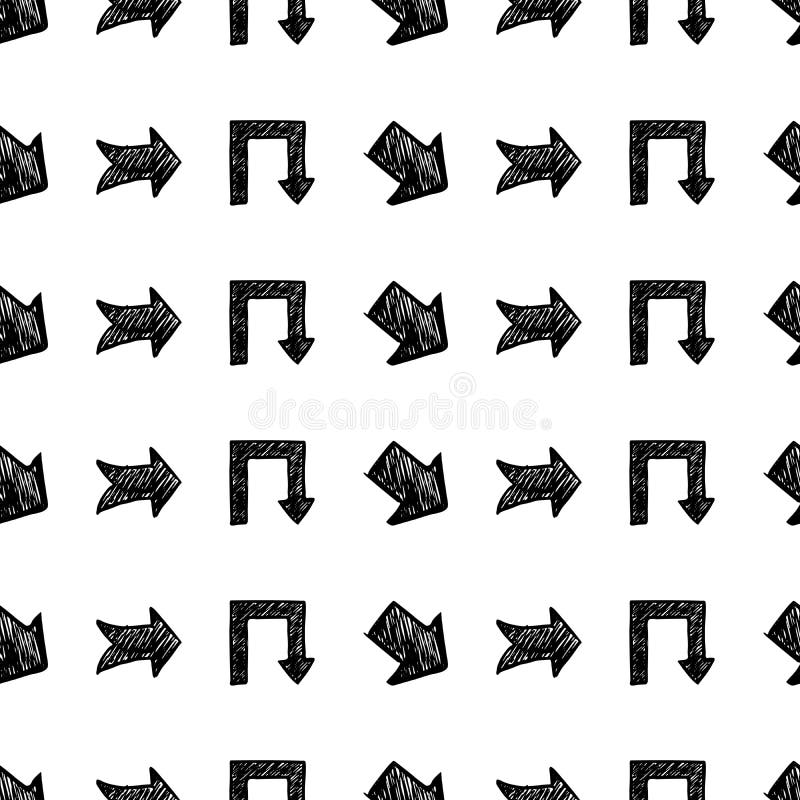 Seamless Pattern with Black Hand Drawn Arrows Stock Vector ...