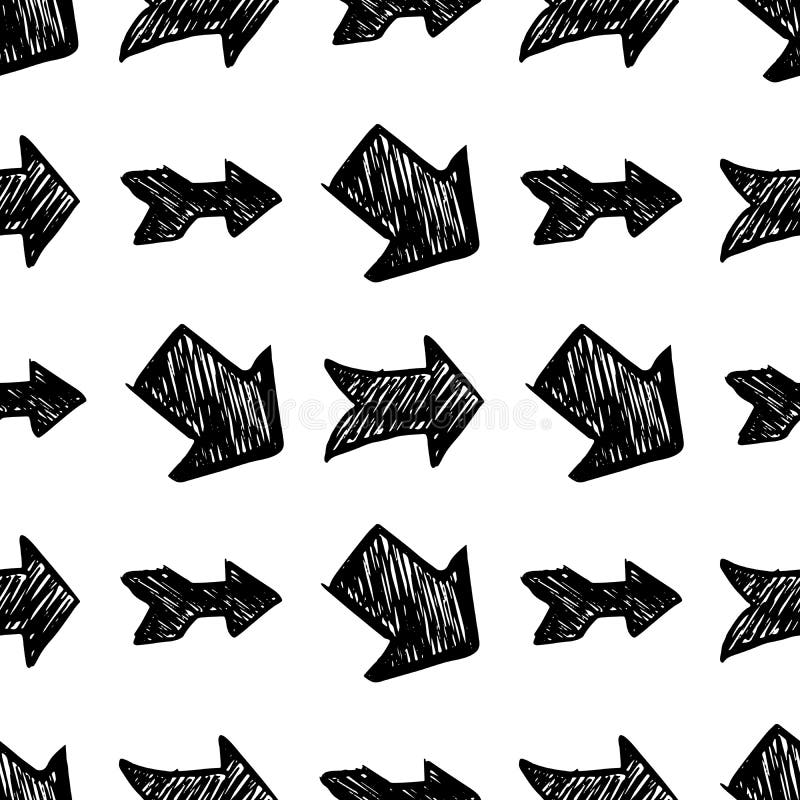Seamless Pattern with Black Hand Drawn Arrows Stock Illustration ...