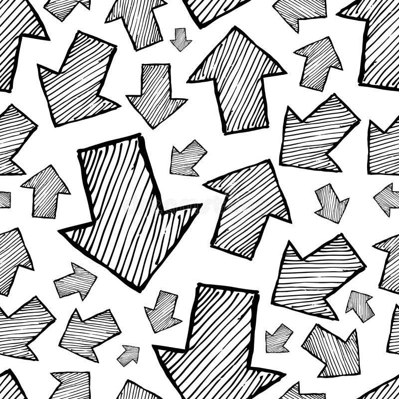 Seamless Pattern with Black Hand Drawn Arrows Stock Vector ...
