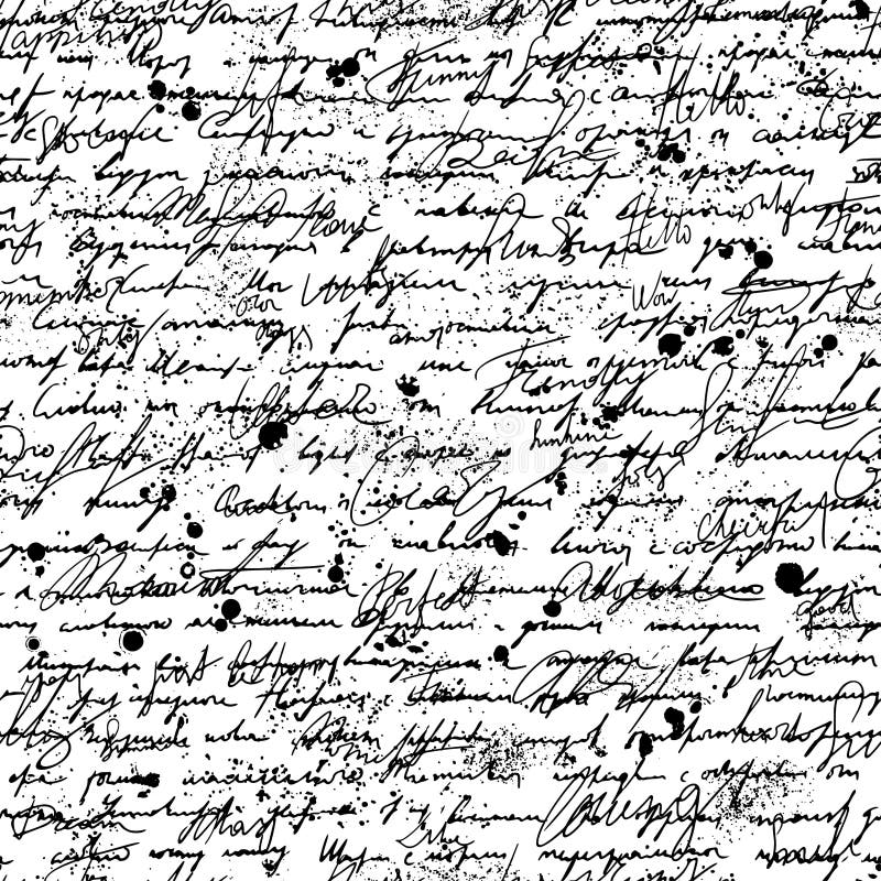 Seamless Pattern with Black Hand Write Poetry on White Background ...