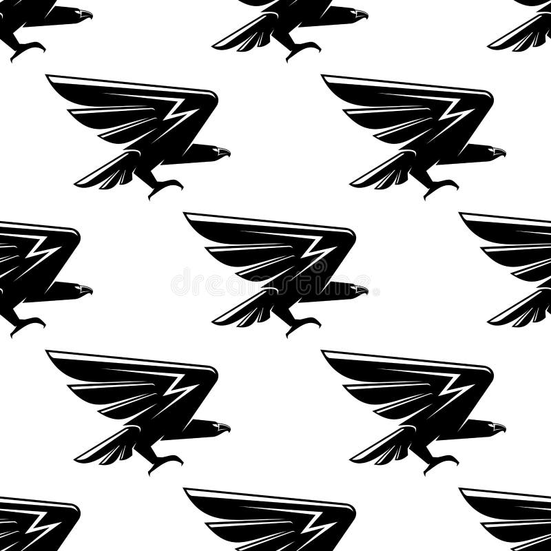 Seamless Pattern with Black Hawks Birds Stock Vector - Illustration of ...