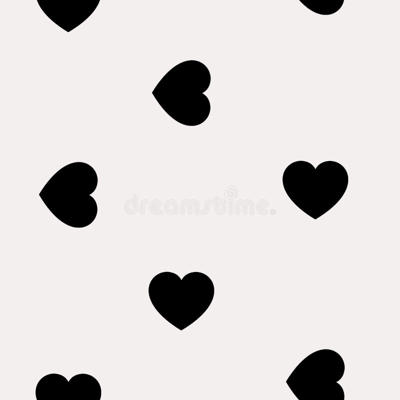 Seamless Pattern Black Hearts on Neutral Background Stock Illustration ...