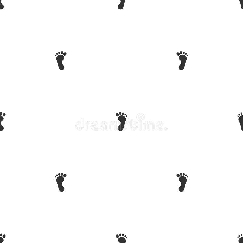 Seamless Pattern with Black Human Feet and Foot Step. Bare Footprints ...